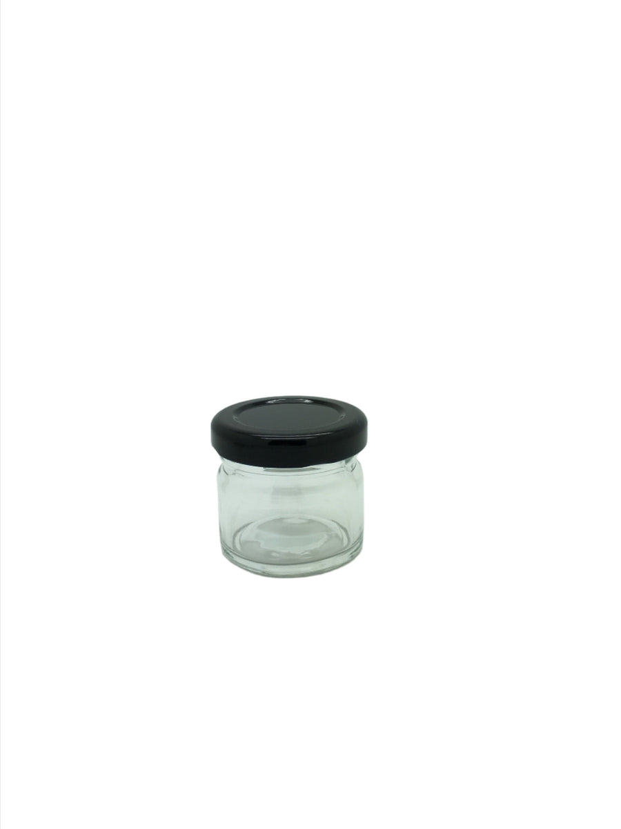 28ml Mini Round Glass Jar with 43mm Gold twist lid – Glass Jars and Bottles