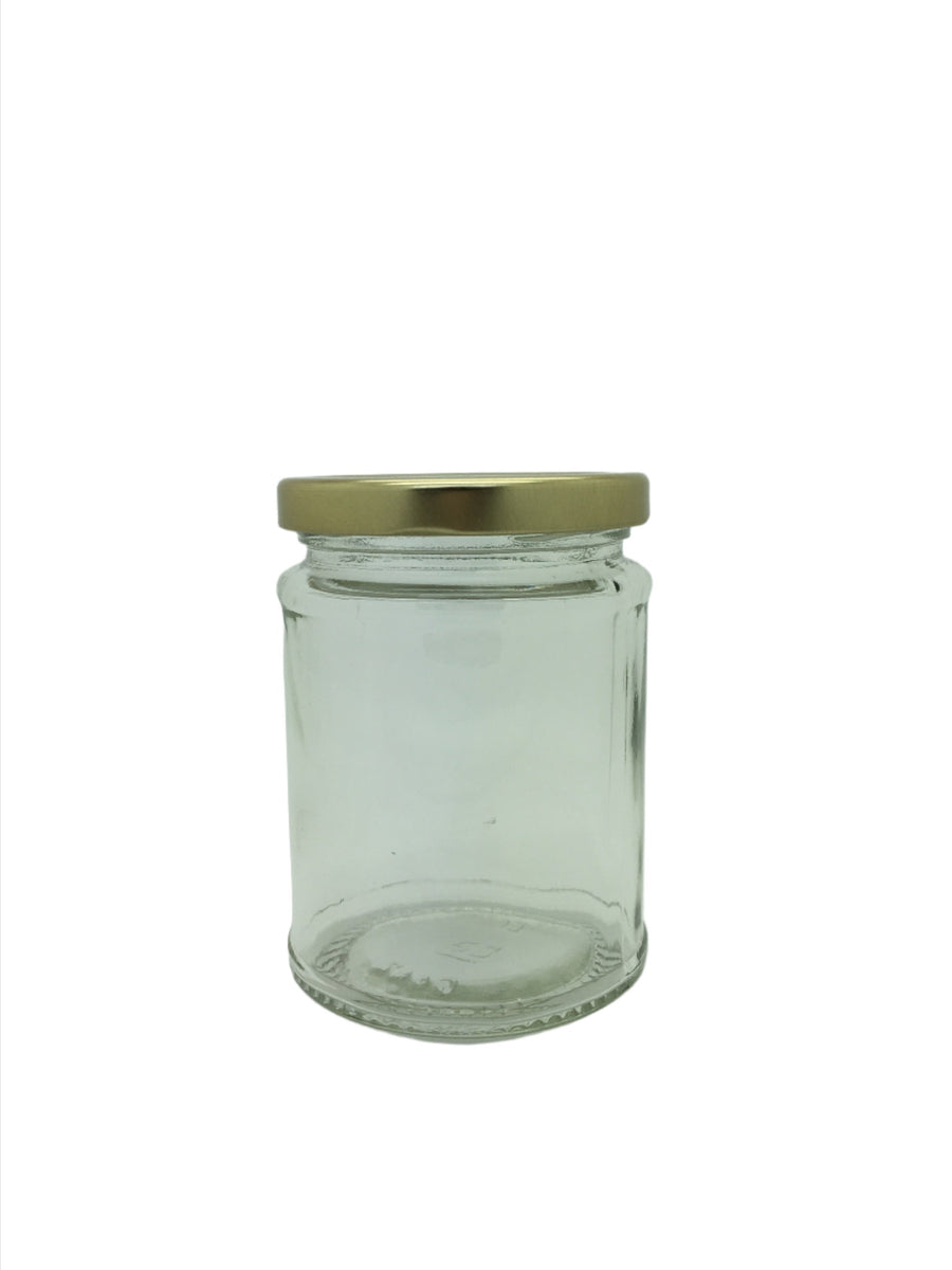 300ml Panelled Round Jam Jar w/ 70mm Twist Lid | GJB – Glass Jars and ...