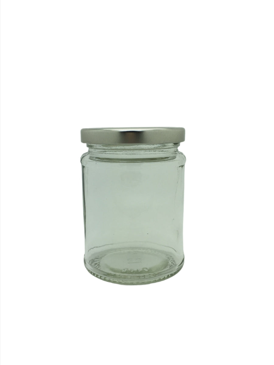 300ml Panelled Round Jam Jar w/ 70mm Twist Lid | Glass Jars & Bottles