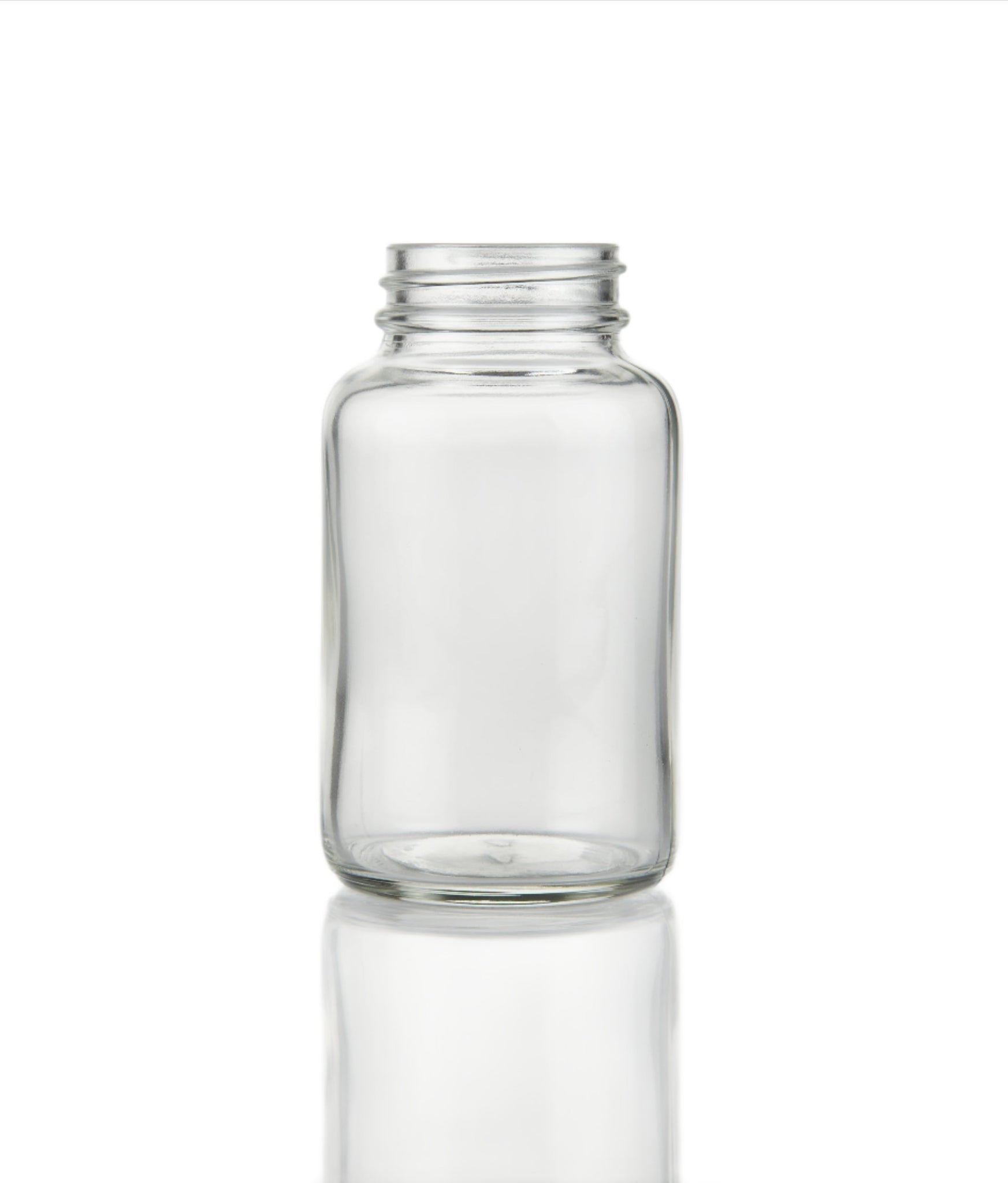 Clear Glass Powder Jar | 4oz | 38mm R3 Black Cap - GJB – Glass Jars and ...